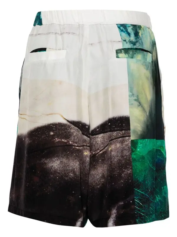 TAAKK Patchwork-print Silk Shorts