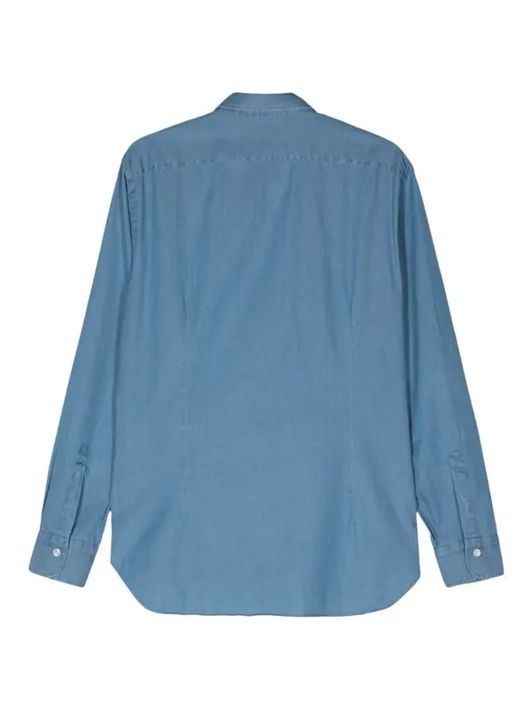 BARBA NAPOLI Poplin Cotton Shirt - Blue