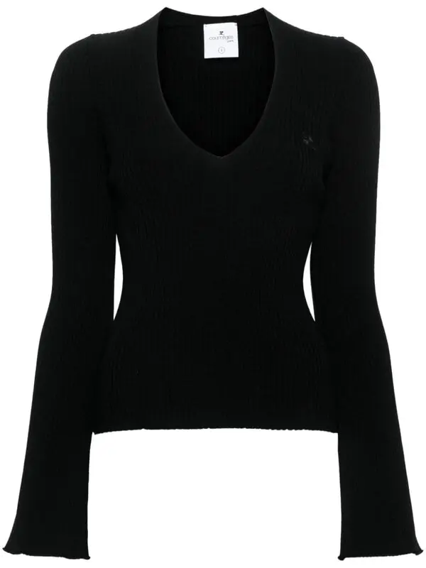 COURREGES Logo-appliqué Ribbed Jumper