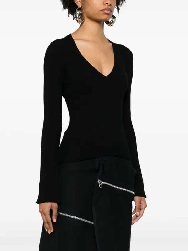 COURREGES Logo-appliqué Ribbed Jumper