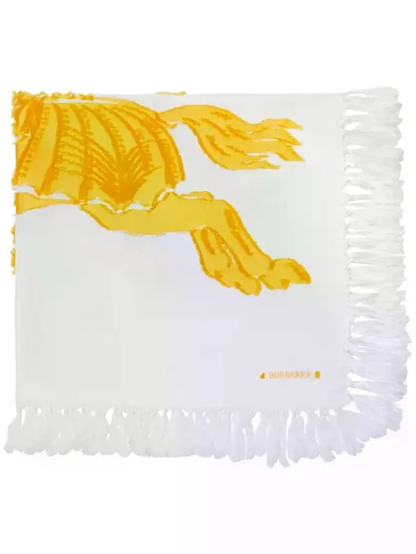 Burberry Ekd-motif Fringed Scarf - White
