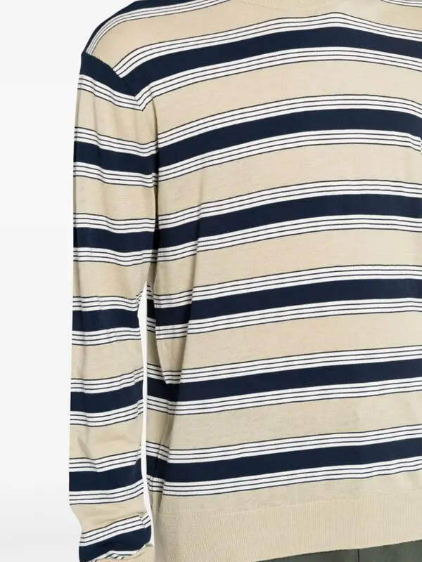 Maison Kitsuné Stripe Print Cotton Blend Sweater - Neutrals