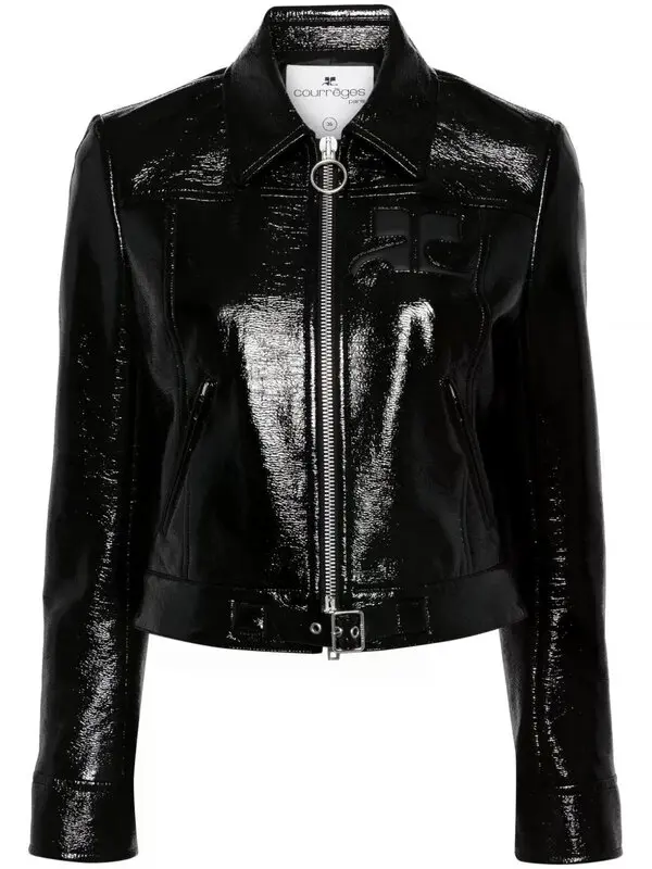 COURREGES Iconic Zipped Vinyl Jacket - Black