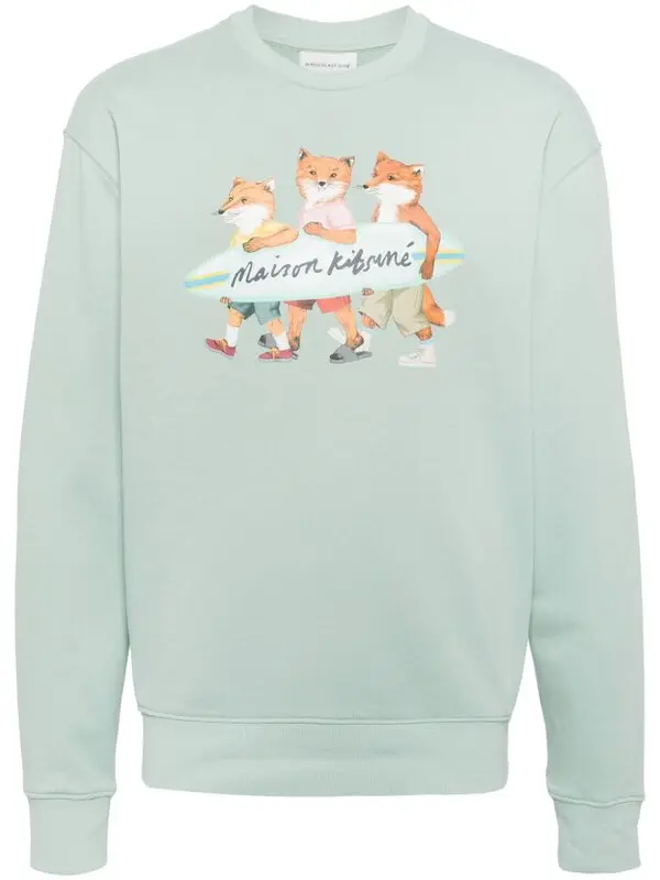Maison Kitsuné Signature Fox Motif Cotton Sweater - Blue