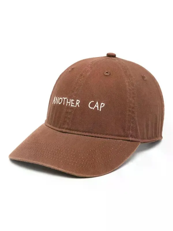 ANOTHER ASPECT Embroidered Slogan Cap - Brown