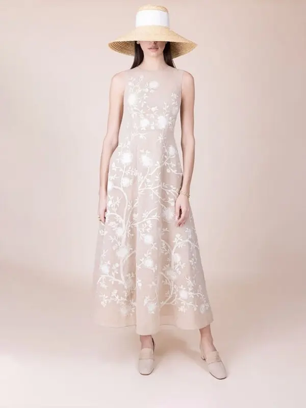 Adam Lippes Eloise Floral-embroidered Dress