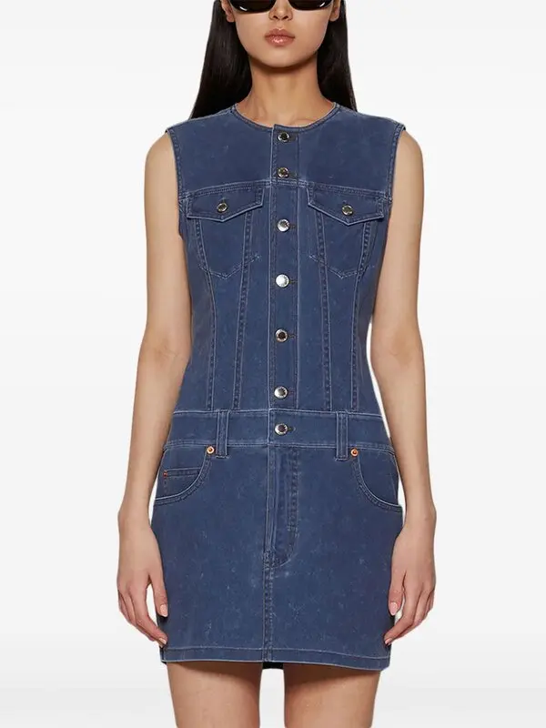club monaco denim dress Women's Tie Front Flutter Sleeve Midi Dress, Blueberry Cream/Bleu, Small at Amazon Women's Clothing store Fabric:Classic Odisto Denim purple dresses Denim and Supply Ralph Our version boasts a