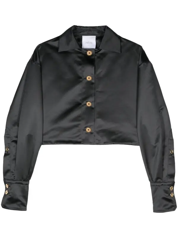PATOU Satin Cropped Jacket - Black