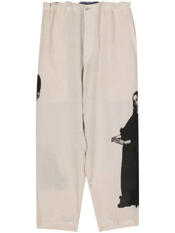 Yohji Yamamoto U-lady Print Tapered Trousers - Neutrals