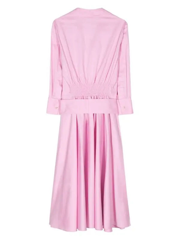knee length dresses for ladies Pink Cotton Poplin V-Neck Infinity Midi Dress 50