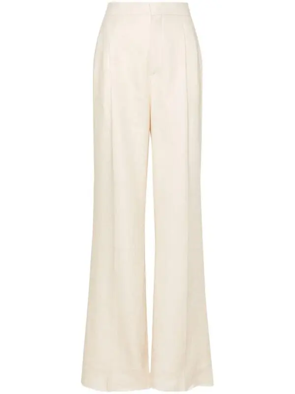 Tagliatore Pleat-detail Linen Trousers - Neutrals