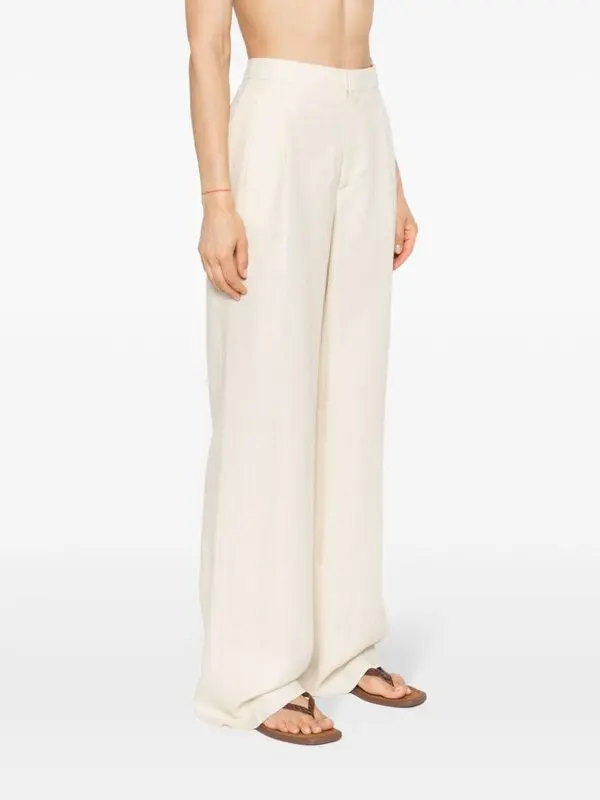 Tagliatore Pleat-detail Linen Trousers - Neutrals