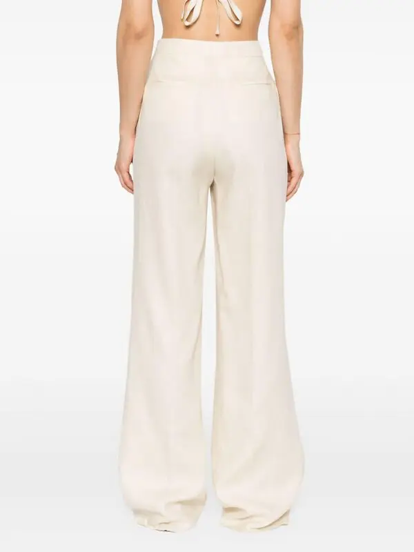 Tagliatore Pleat-detail Linen Trousers - Neutrals
