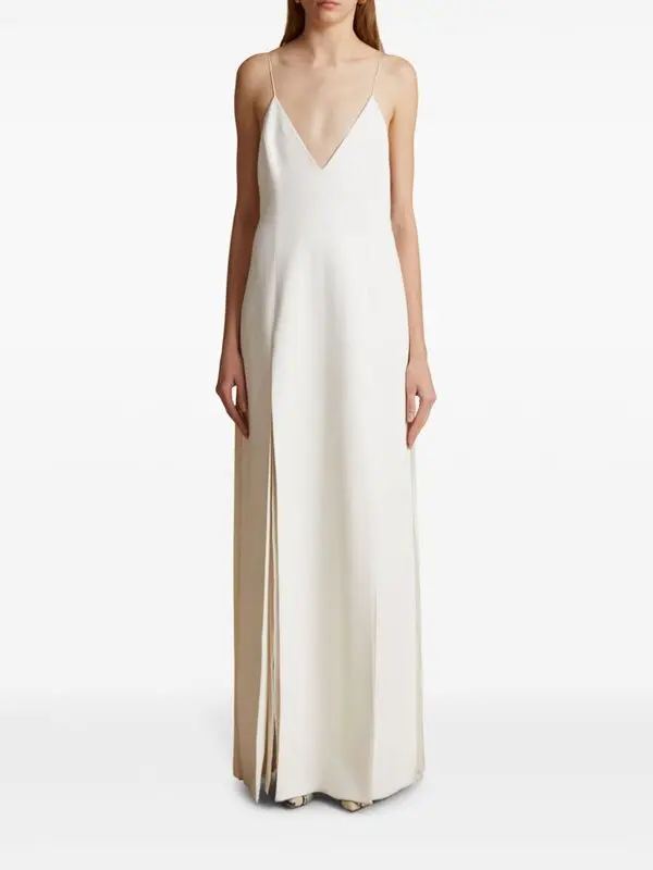 Khaite Nonya Open-back Maxi Dress - White