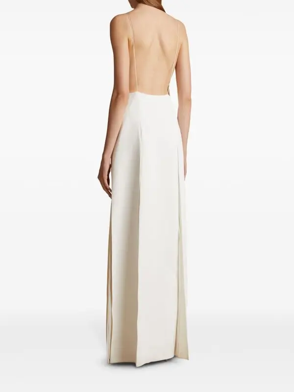 Khaite Nonya Open-back Maxi Dress - White