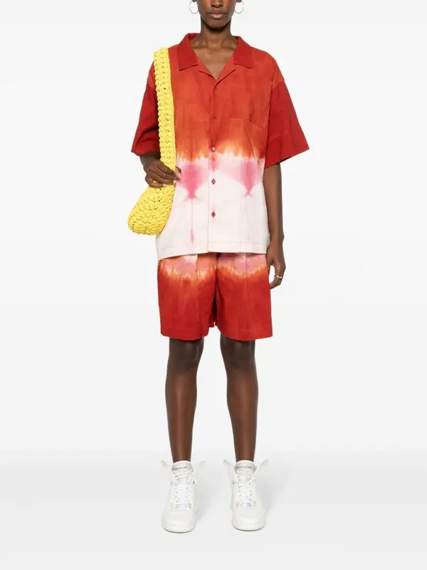 STORY MFG. Bridge Grapefruit Clamp-dye Shorts - Red