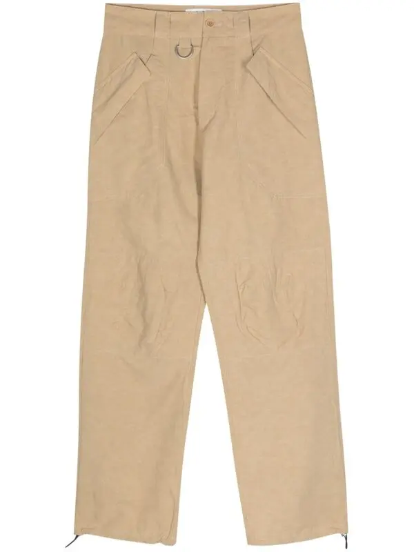 RANRA Slub-texture Straight Trousers - Neutrals