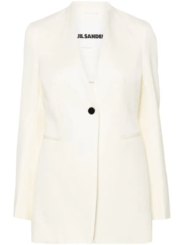 JIL SANDER Single-breasted Wool Blazer - Neutrals