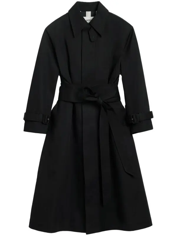 AMI Paris Belted Cotton Trench Coat