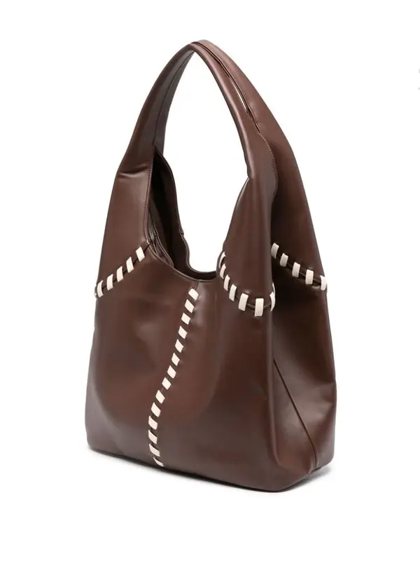 THEMOIRE Ninfa Whipstitch Shoulder Bag - Brown