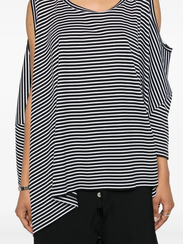 Junya Watanabe Striped Off-Shoulder T-Shirt - Black | Editorialist