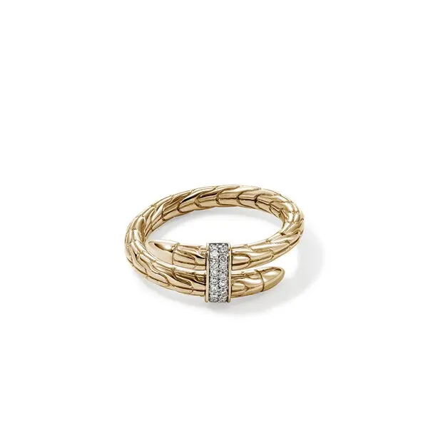 John Hardy Spear Ring With Diamonds - Gold