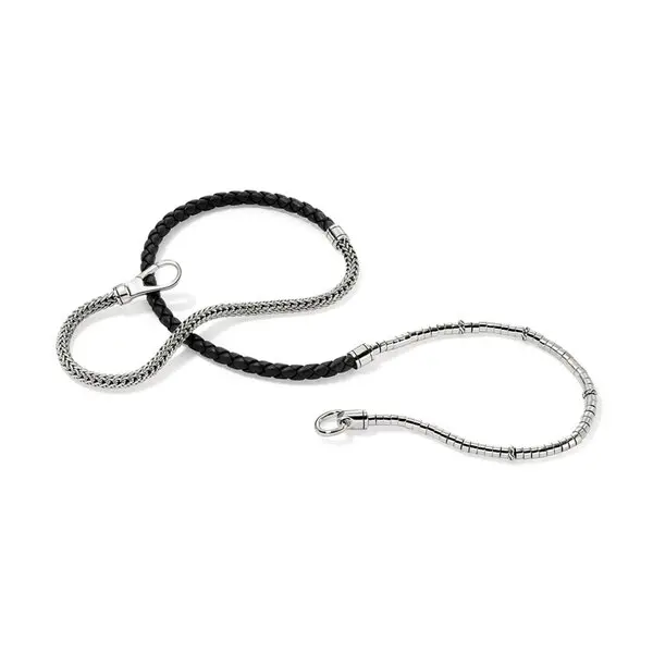John Hardy Heishi Chain Wrap Sterling Silver And Leather Bracelet