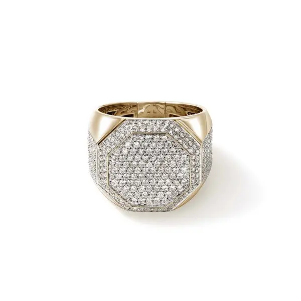 John Hardy Signet Ring With Diamonds - Gold