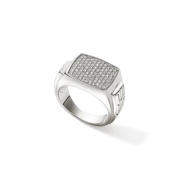 John Hardy Signet Ring With Diamonds