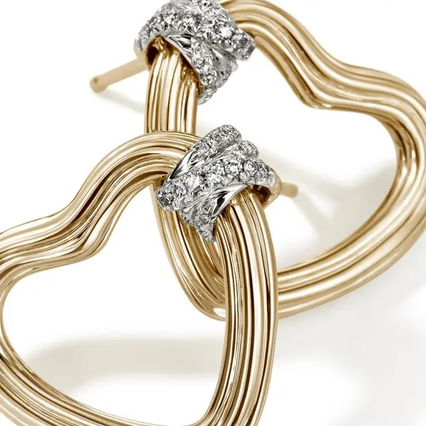 John Hardy Bamboo Heart Earrings Diamonds