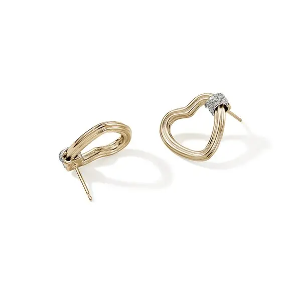 John Hardy Bamboo Heart Earrings Diamonds