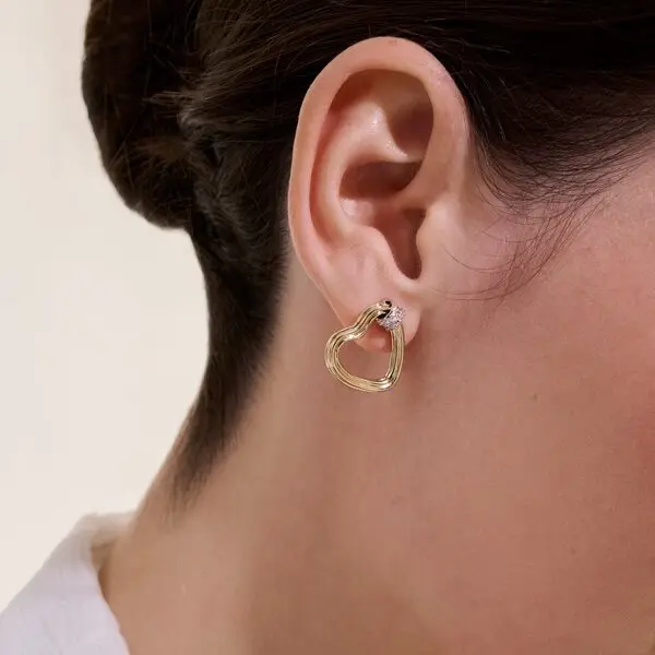 John Hardy Bamboo Heart Earrings Diamonds