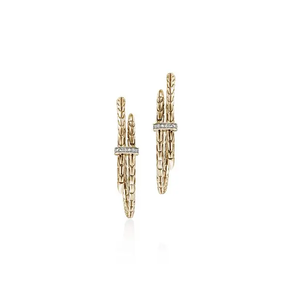 John Hardy Spear Hoop Diamond Earrings, 40mm - Gold