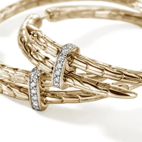 John Hardy Spear Hoop Diamond Earrings, 40mm - Gold