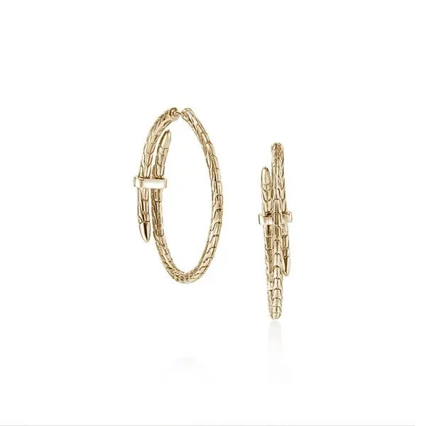 John Hardy Spear Hoop Diamond Earrings, 40mm - Gold