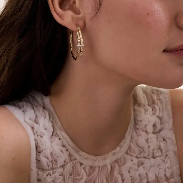 John Hardy Spear Hoop Diamond Earrings, 40mm - Gold