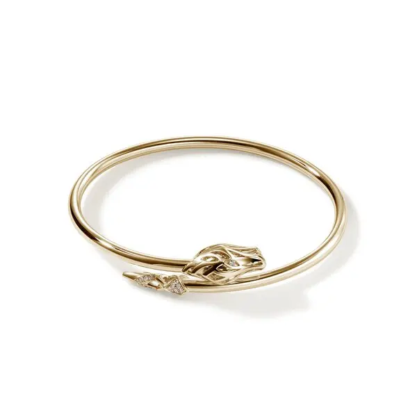 John Hardy Naga Cuff With Diamonds - Gold
