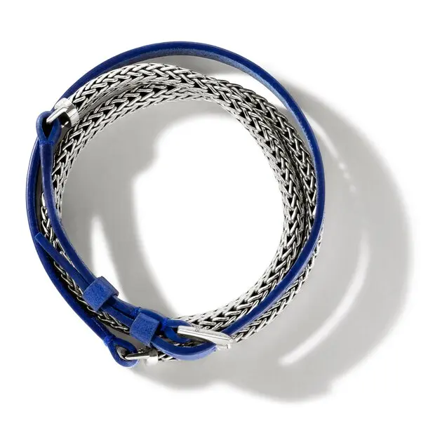 John Hardy Icon Wrap Bracelet In Sterling Silver And Leather