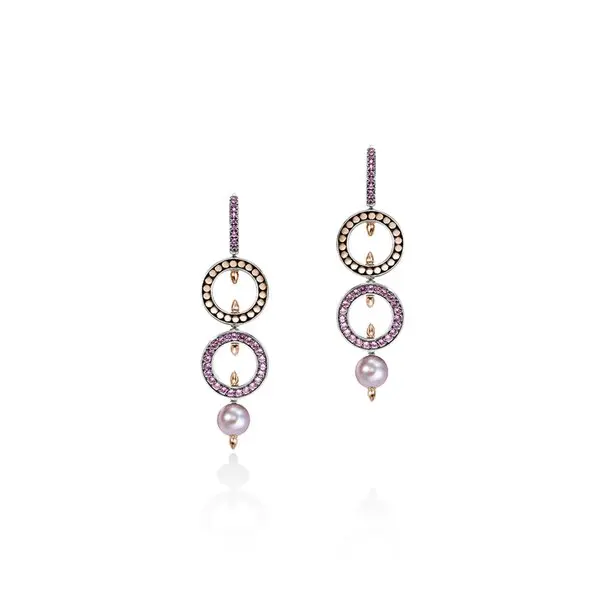 John Hardy Moon Door Earrings Rose Gold, Pavé, Pearl - Silver