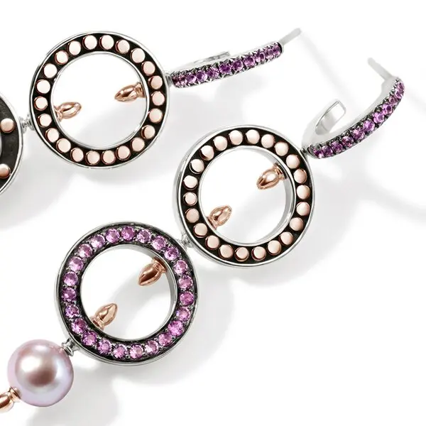John Hardy Moon Door Earrings Rose Gold, Pavé, Pearl