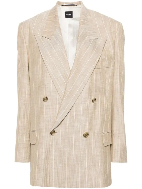 BOSS Pinstriped Double-breasted Blazer