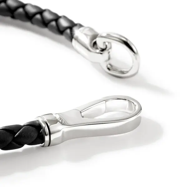 John Hardy Braided Leather Bracelet With Sterling Silver Hook Clasp