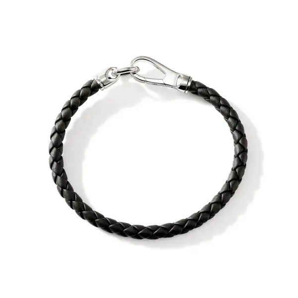 John Hardy Braided Leather Bracelet With Sterling Silver Hook Clasp