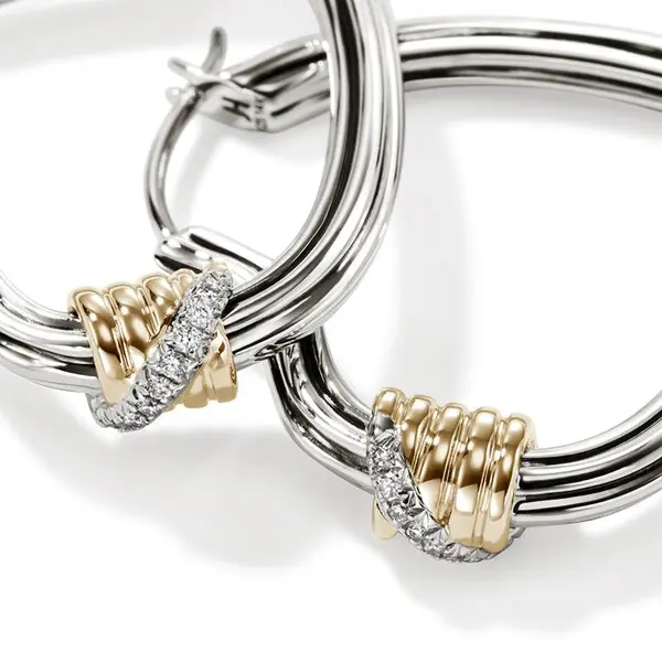 John Hardy Bamboo Heart Hoop Earrings With Diamonds