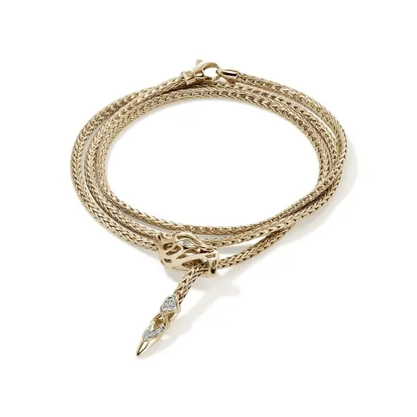 John Hardy Naga Wrap With Diamonds, 2.5mm - Gold