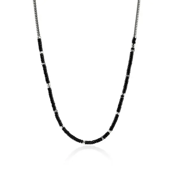 John Hardy Heishi Chain Necklace With Onyx - Sterling Silver