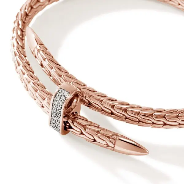 John Hardy Spear Flex Cuff, Rose And Diamonds, 5.5mm