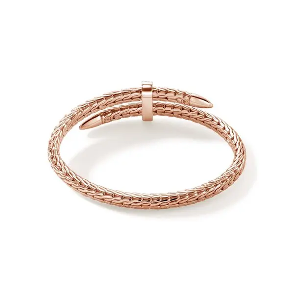 John Hardy Spear Flex Cuff, Rose And Diamonds, 5.5mm