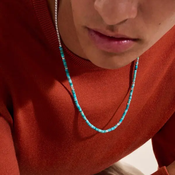 John Hardy Heishi Chain Necklace With Turquoise