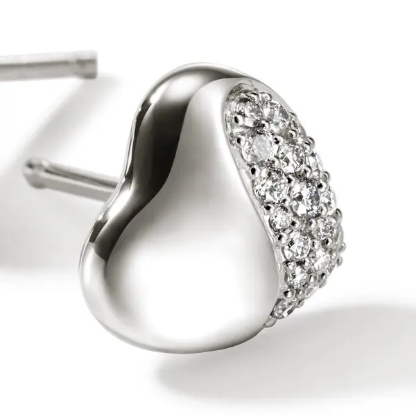 John Hardy Pebble Heart Stud Earrings Diamonds